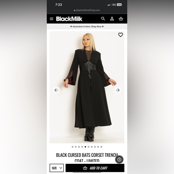 Blackmilk | Jackets & Coats | Iso Blackmilk Ascension Collection Cursed Bats Corset Trench Coat ...